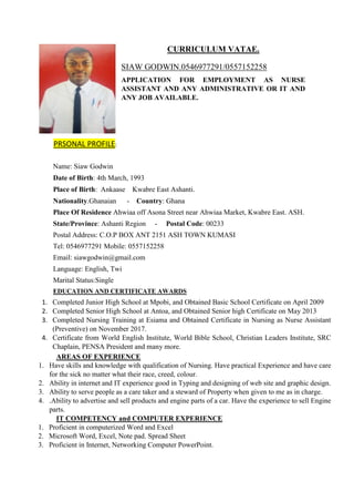 Siaw Godwin CV | PDF