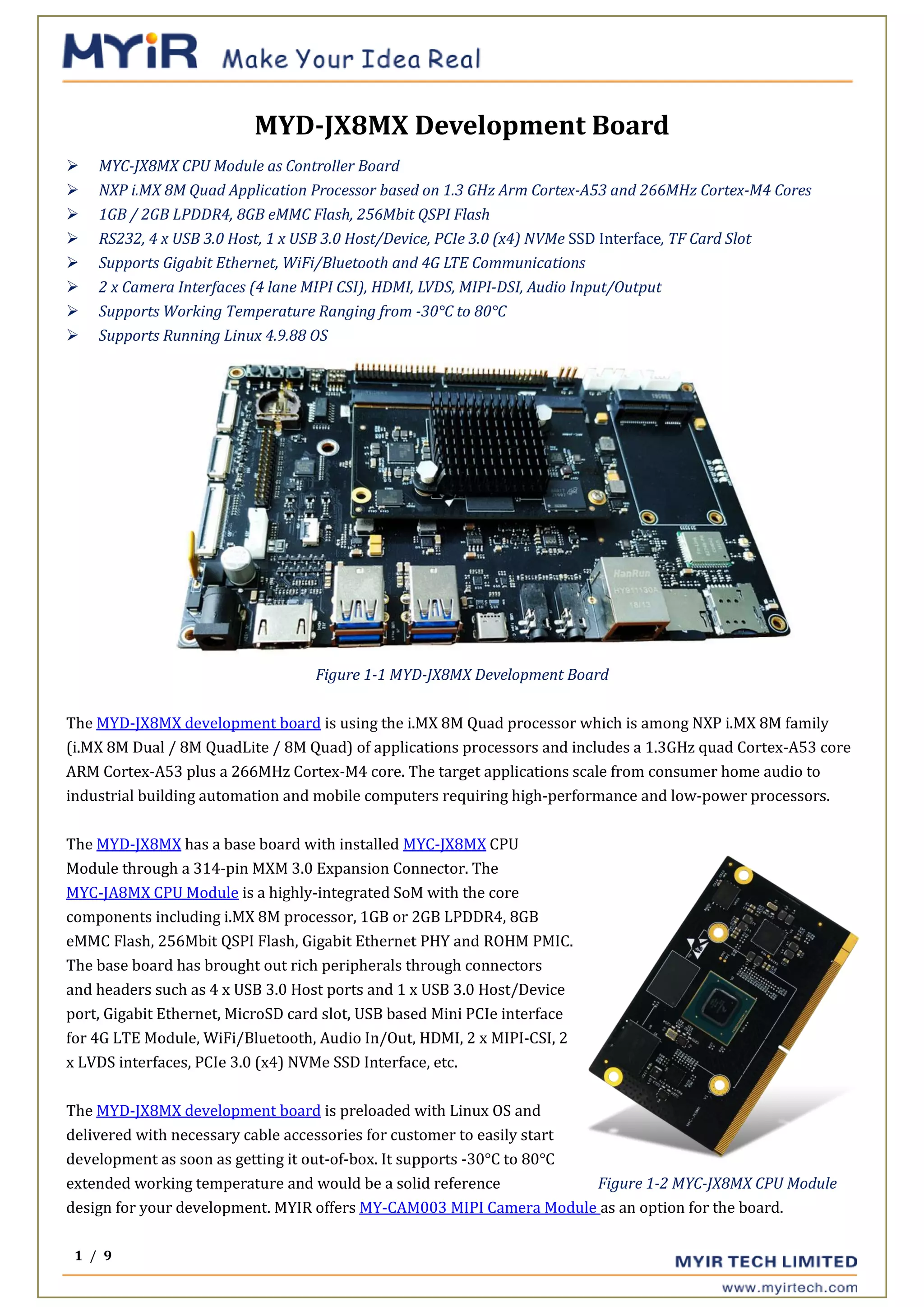Development Board for NXP i.MX 8M Quad Application Processors | PDF