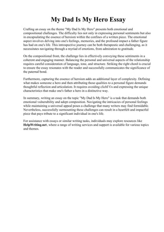 My Dad Is My Hero Essay | PDF