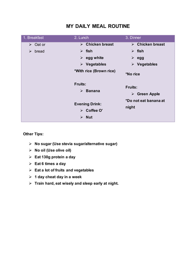 My daily meal routine | DOCX
