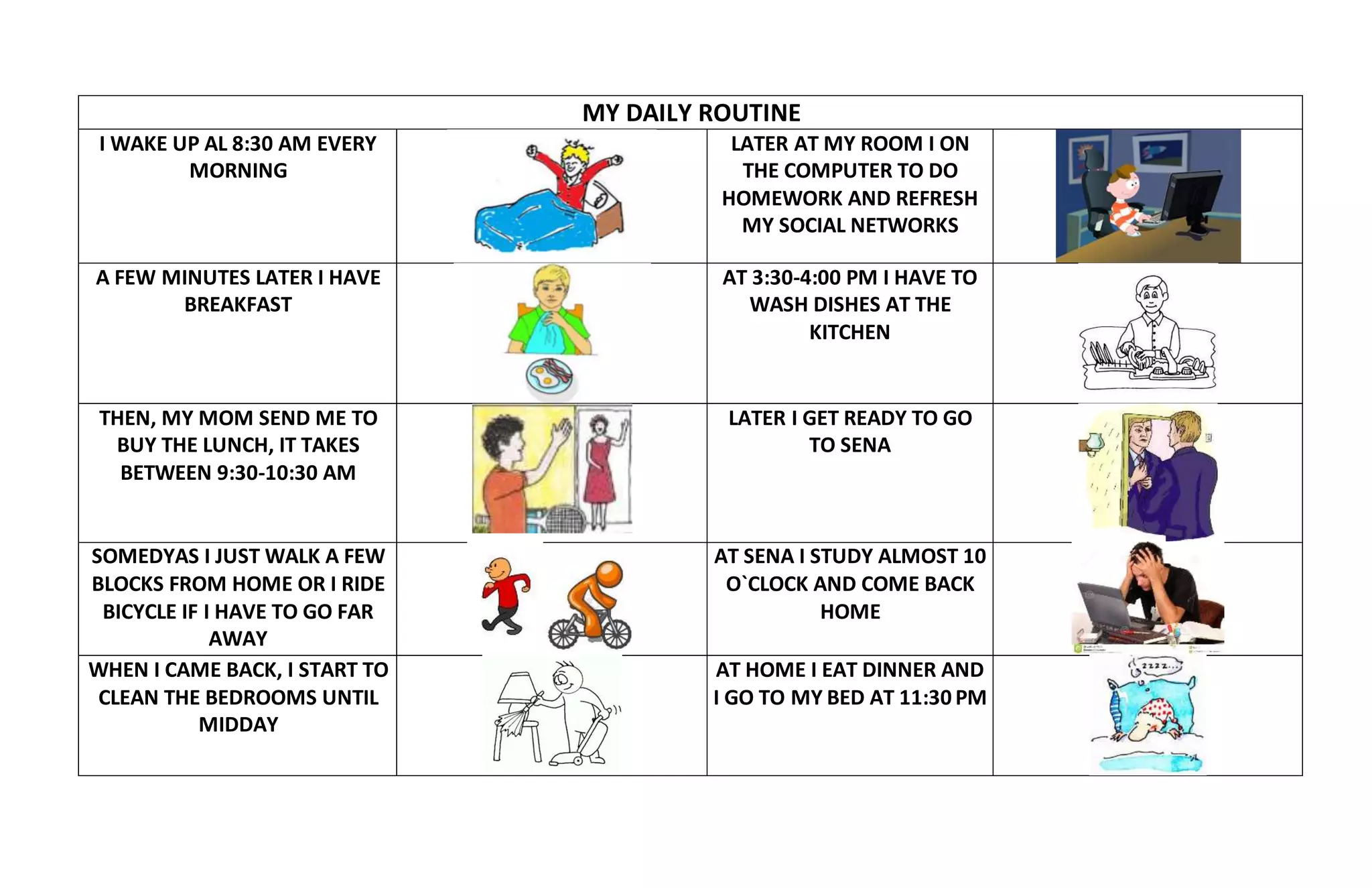 My daily routine | DOCX | Homework and Study | Education