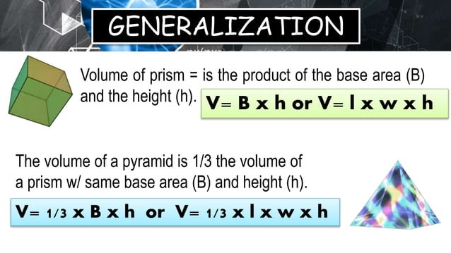 Determines the relationship between a rectangular prism and a pyramid ...