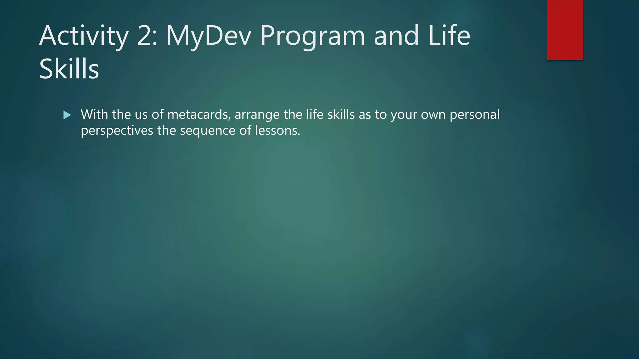 Mydev Life Skills Opening Activity | PPTX