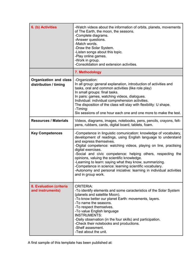 My didactic unit 3º | PDF