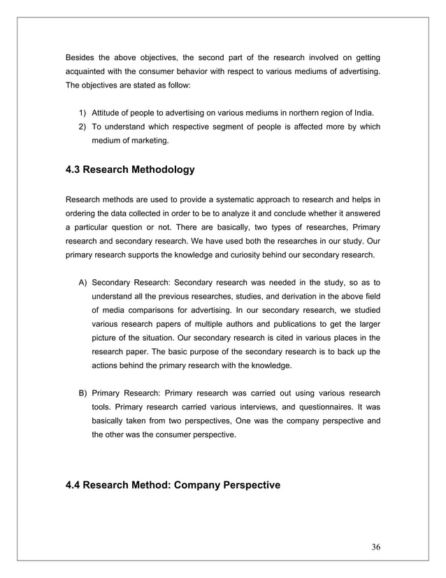 Comparative Study of Effectiveness of various mediums of Advertising