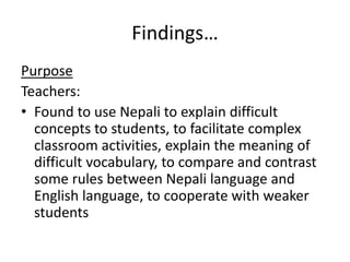 Use of NEPALI Language in EFL Classes | PPTX