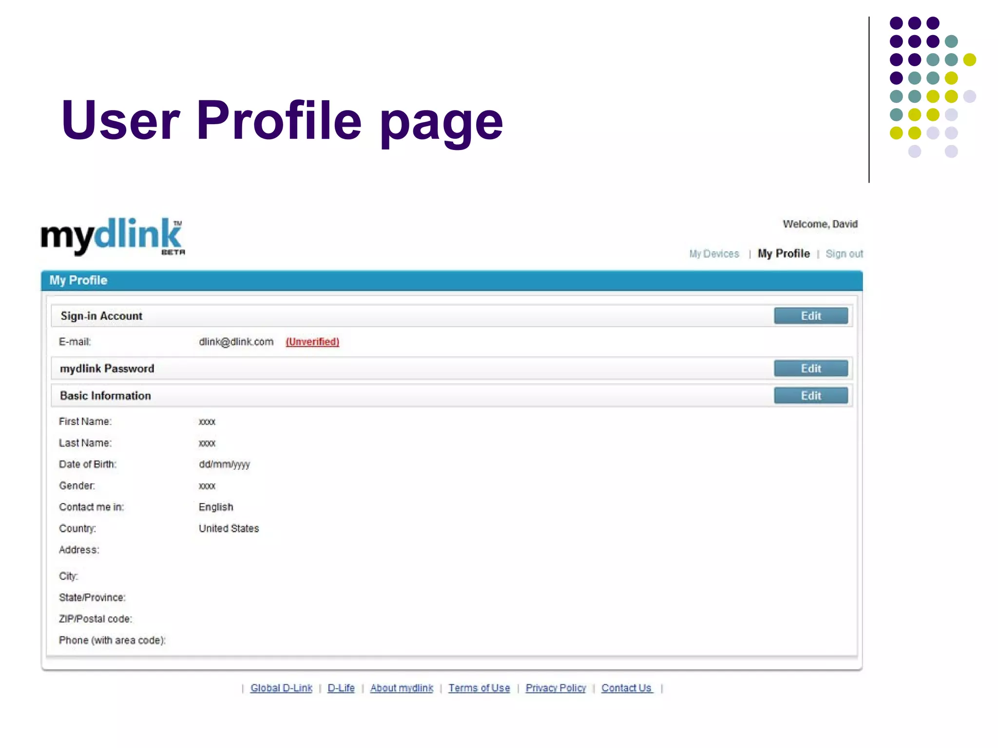 mydlink website mockup | PPT