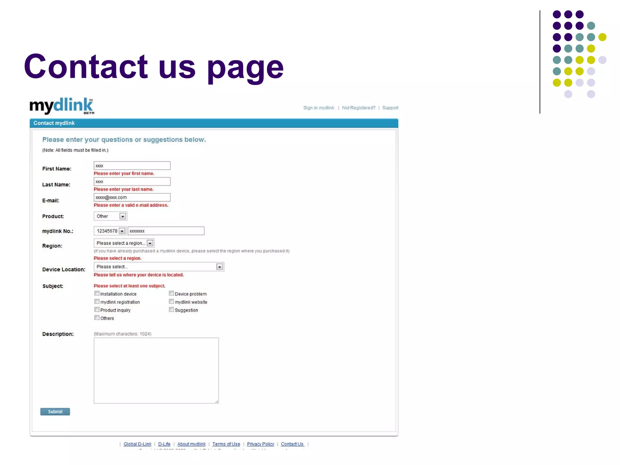 mydlink website mockup | PPT