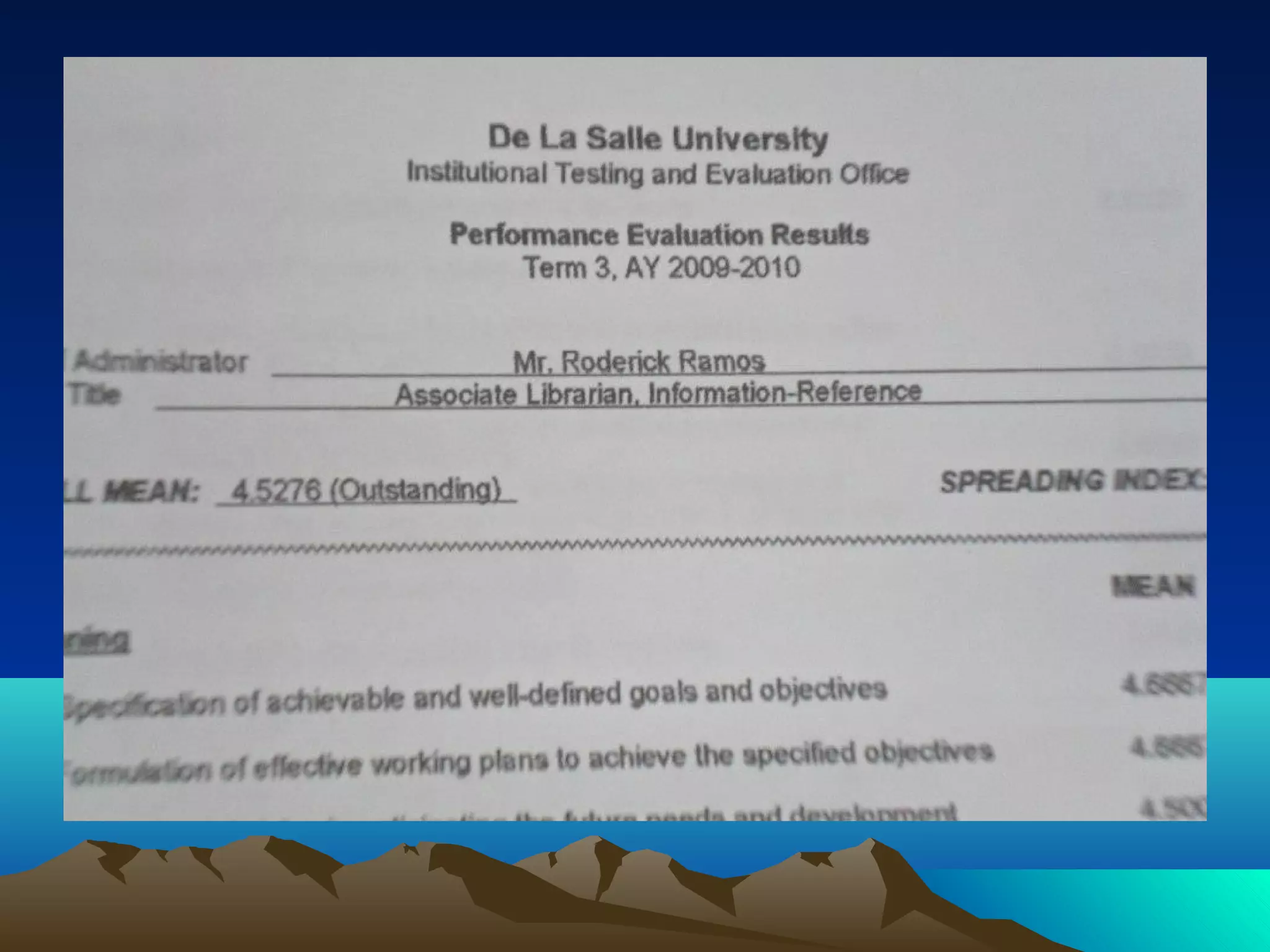 My dlsu evaluation ratings | PPT