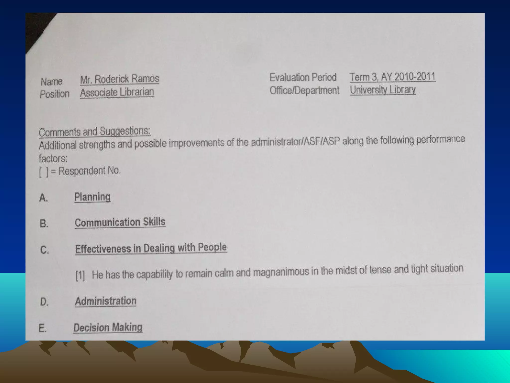 My dlsu evaluation ratings | PPT