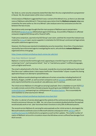 Mydoom virus | DOCX