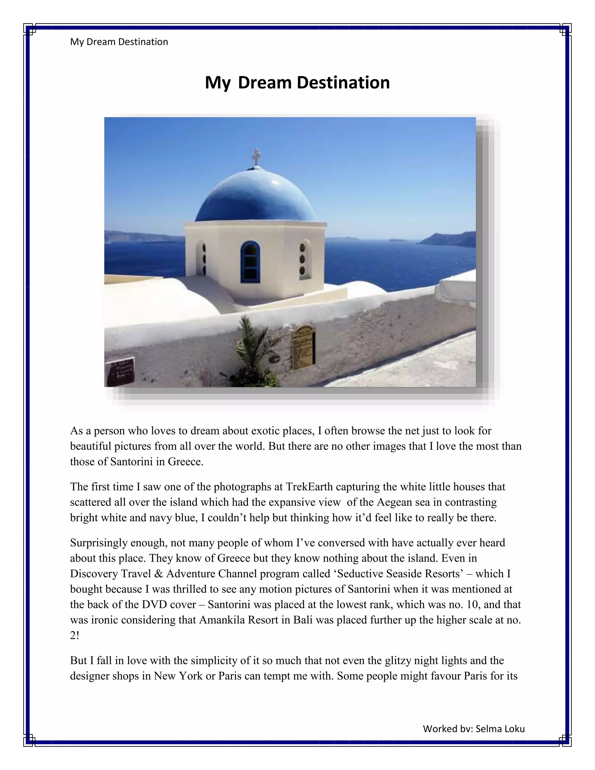 My dream destination | DOCX