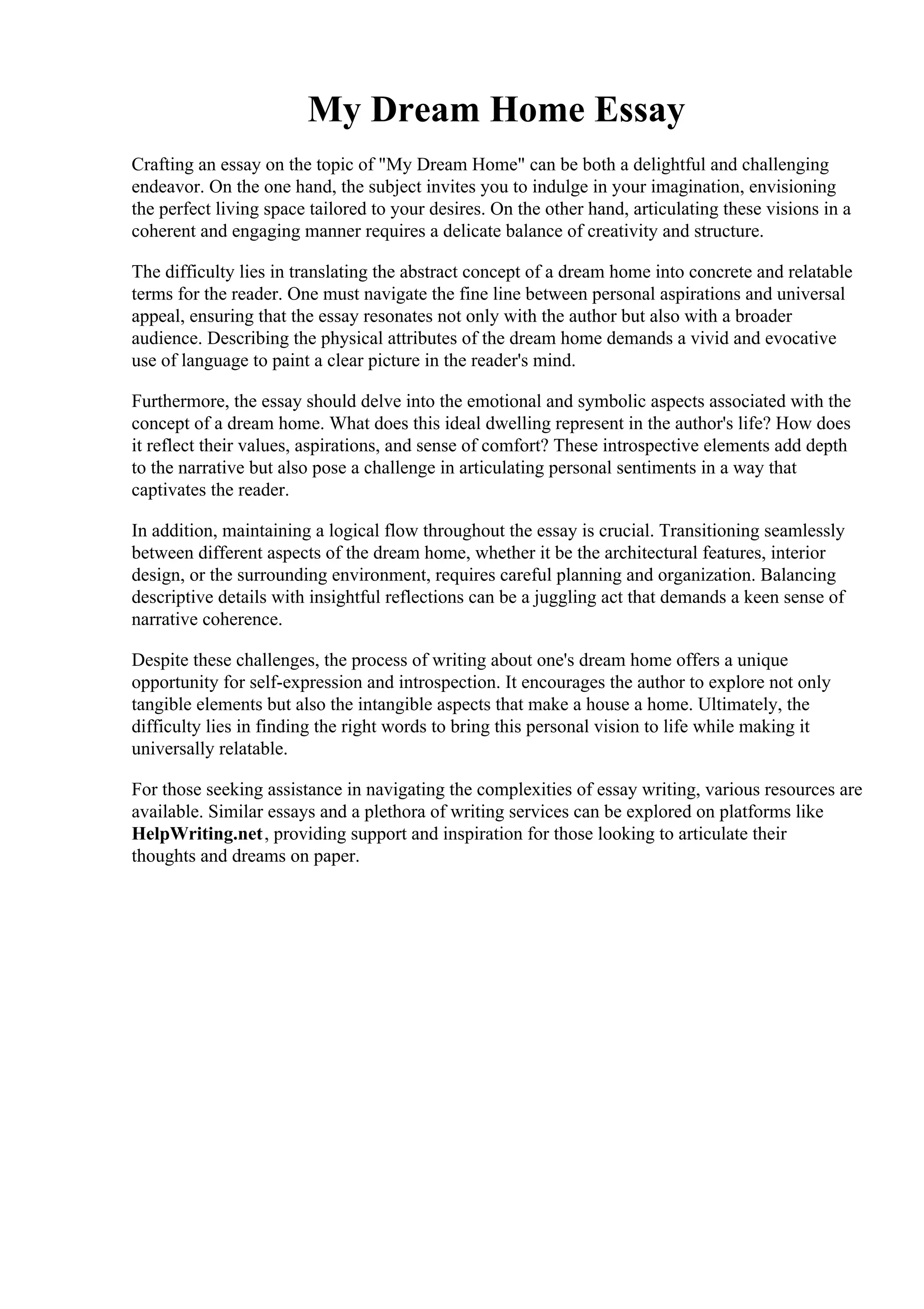 My Dream Home Essay | PDF