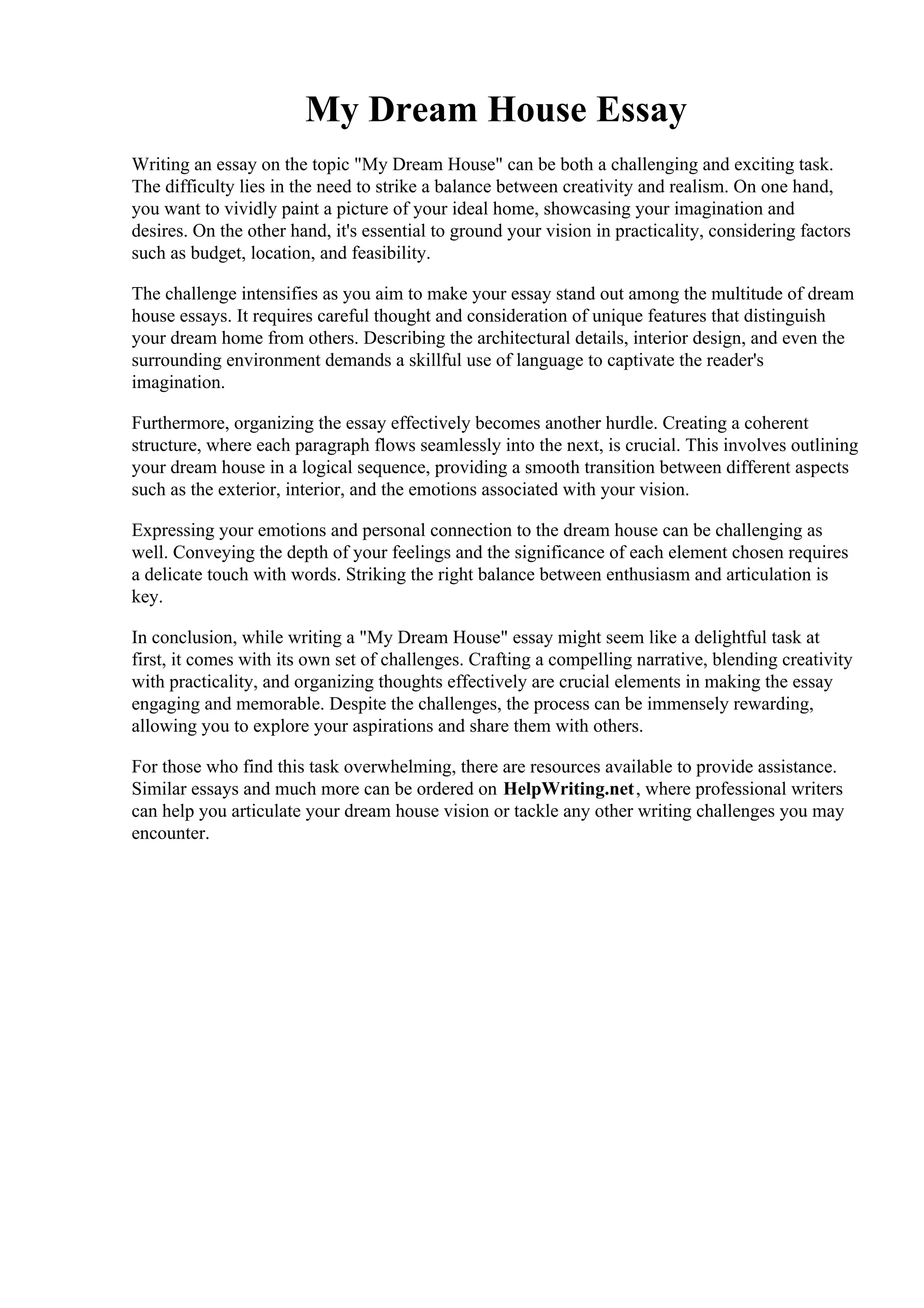 My Dream House Essay | PDF