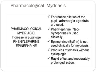 Mydriatics and cycloplegics | PPTX