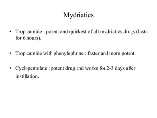 Mydriatics & cycloplegics | PPTX