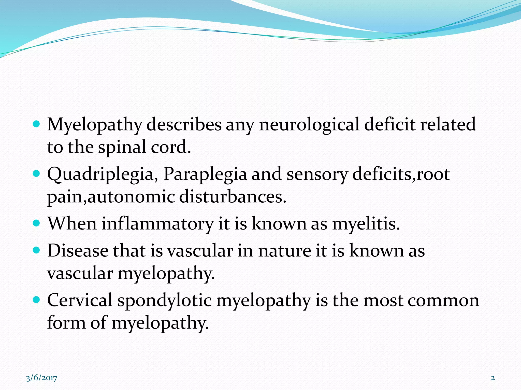 Myelopathy 1 | PPTX