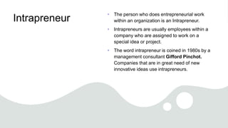 Entrepreneur and Intrapreneur | PPTX
