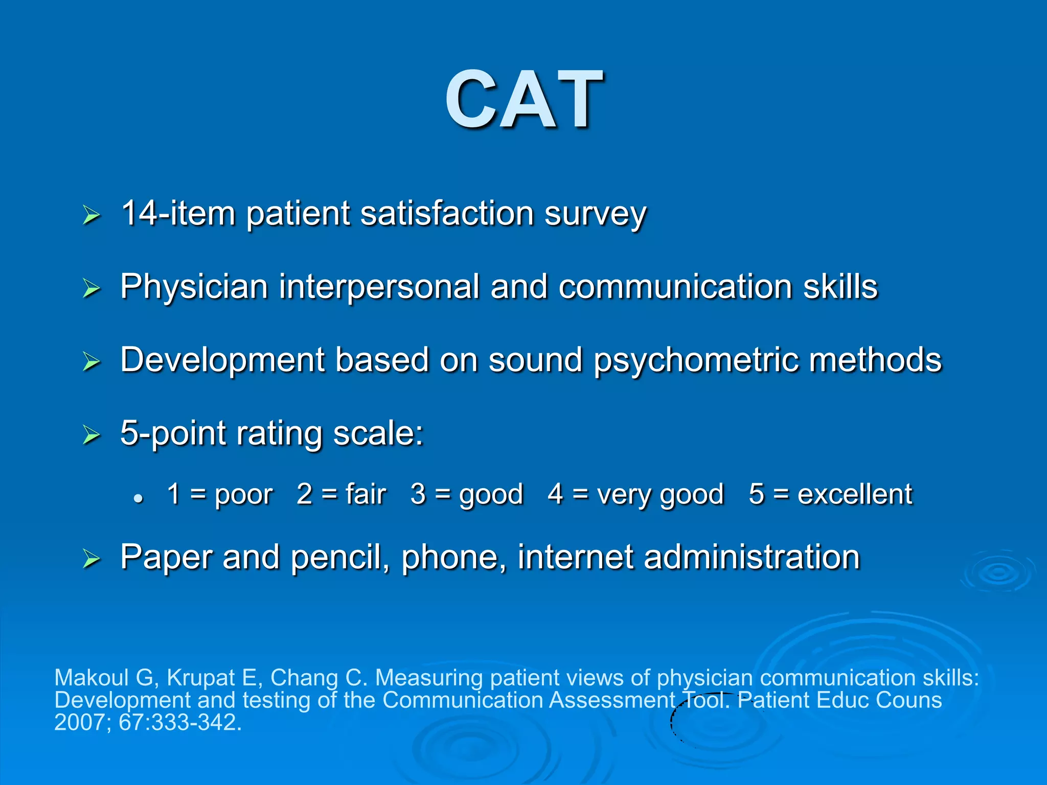 Using the Communication Assessment Tool (CAT) to Assess Communication ...