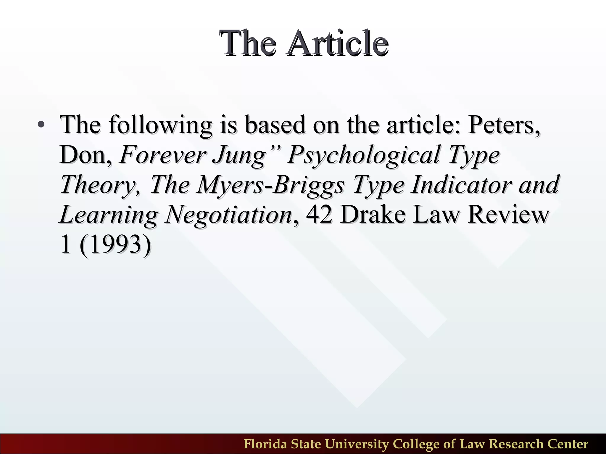 Myers Briggs Personality Typesfor Negotiation | PPT