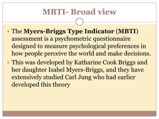 Myers briggs test indicator | PPTX