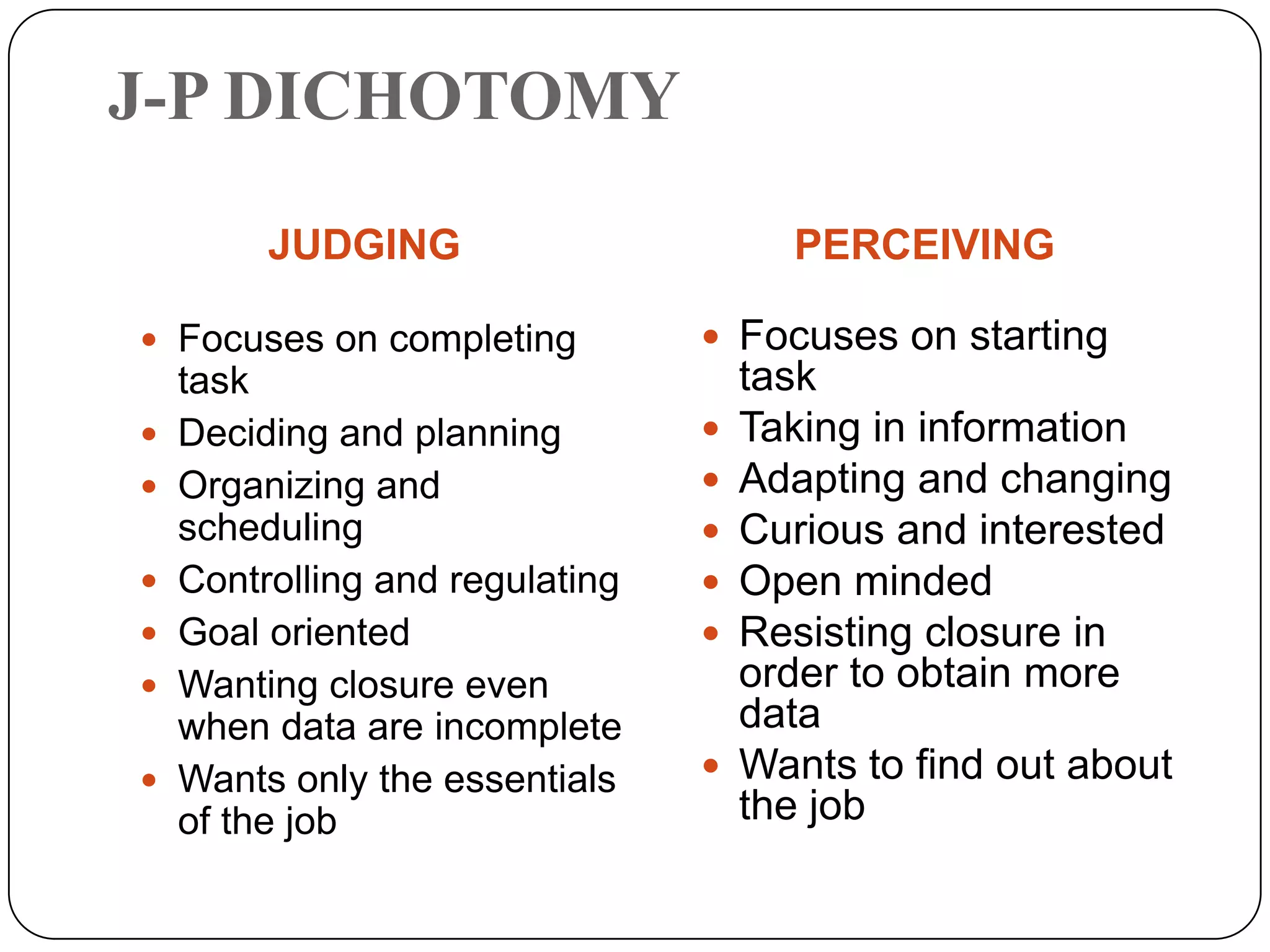Myers Briggs Type Indicator (MBTI) | PPTX