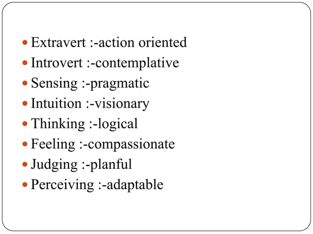 Myers Briggs Type Indicator (MBTI) | PPTX | Mental Health | Diseases ...