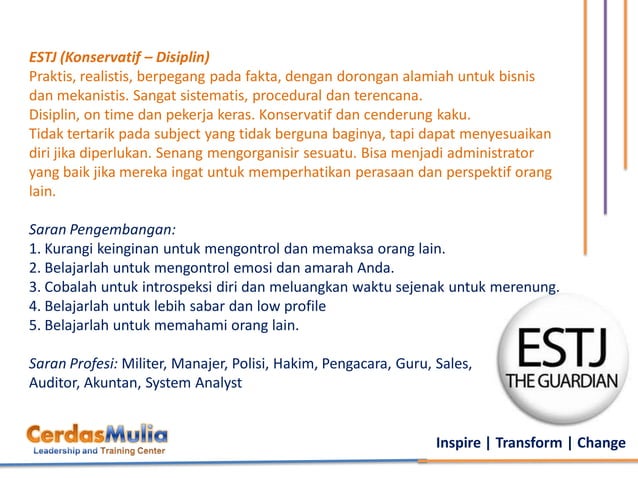 Myers Briggs MBTI Personality Types Indonesia | PDF