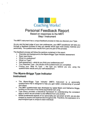 Myers briggs personality report 2011 | PDF