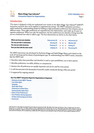 Myers briggs personality report 2011 | PDF