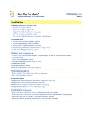 Myers briggs personality report 2011 | PDF