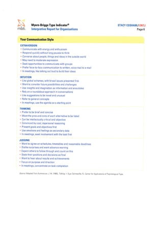 Myers briggs personality report 2011 | PDF