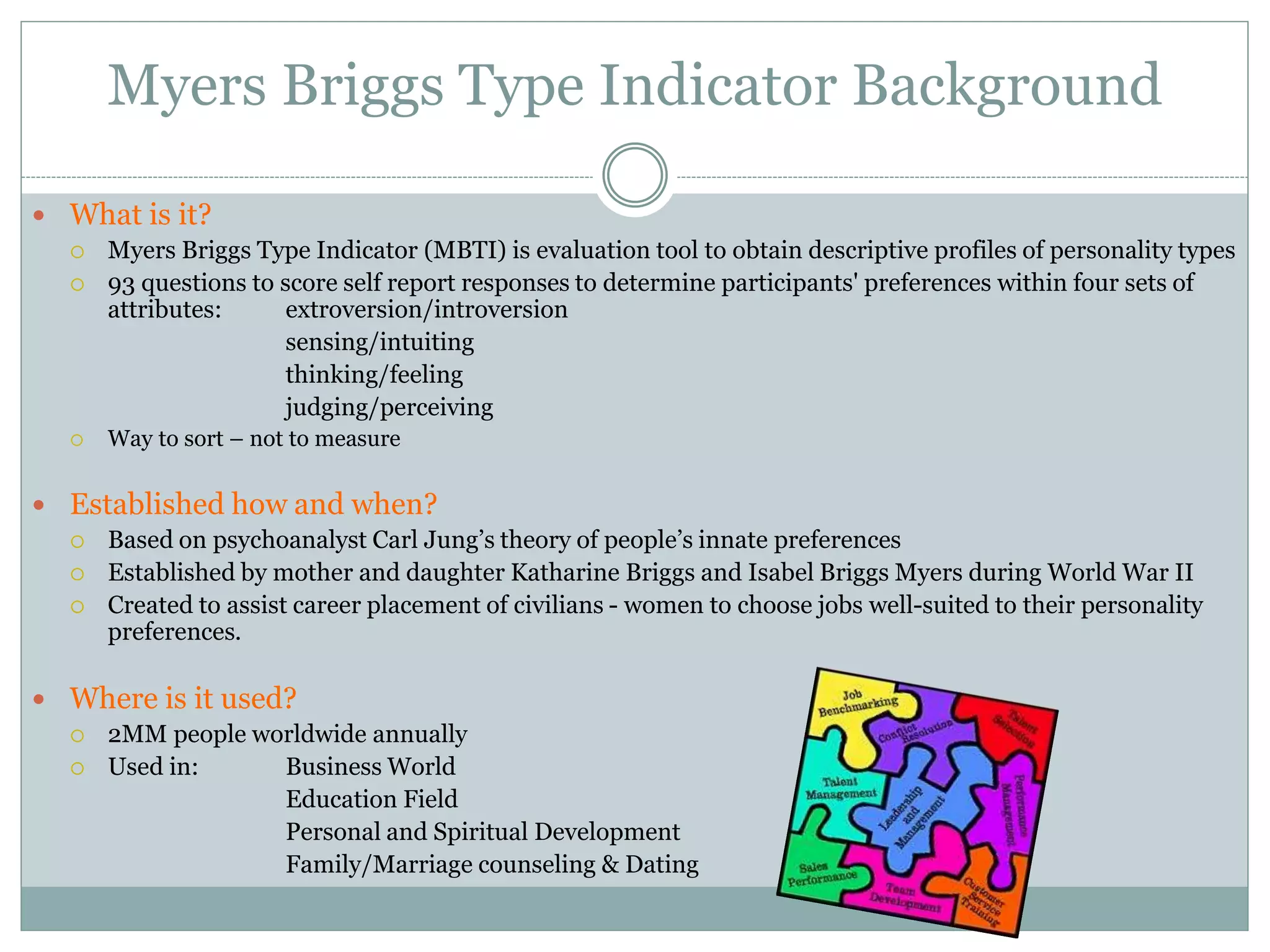 Understanding Myers-Briggs Personality Type Indicators by Katia Arango | PPTX