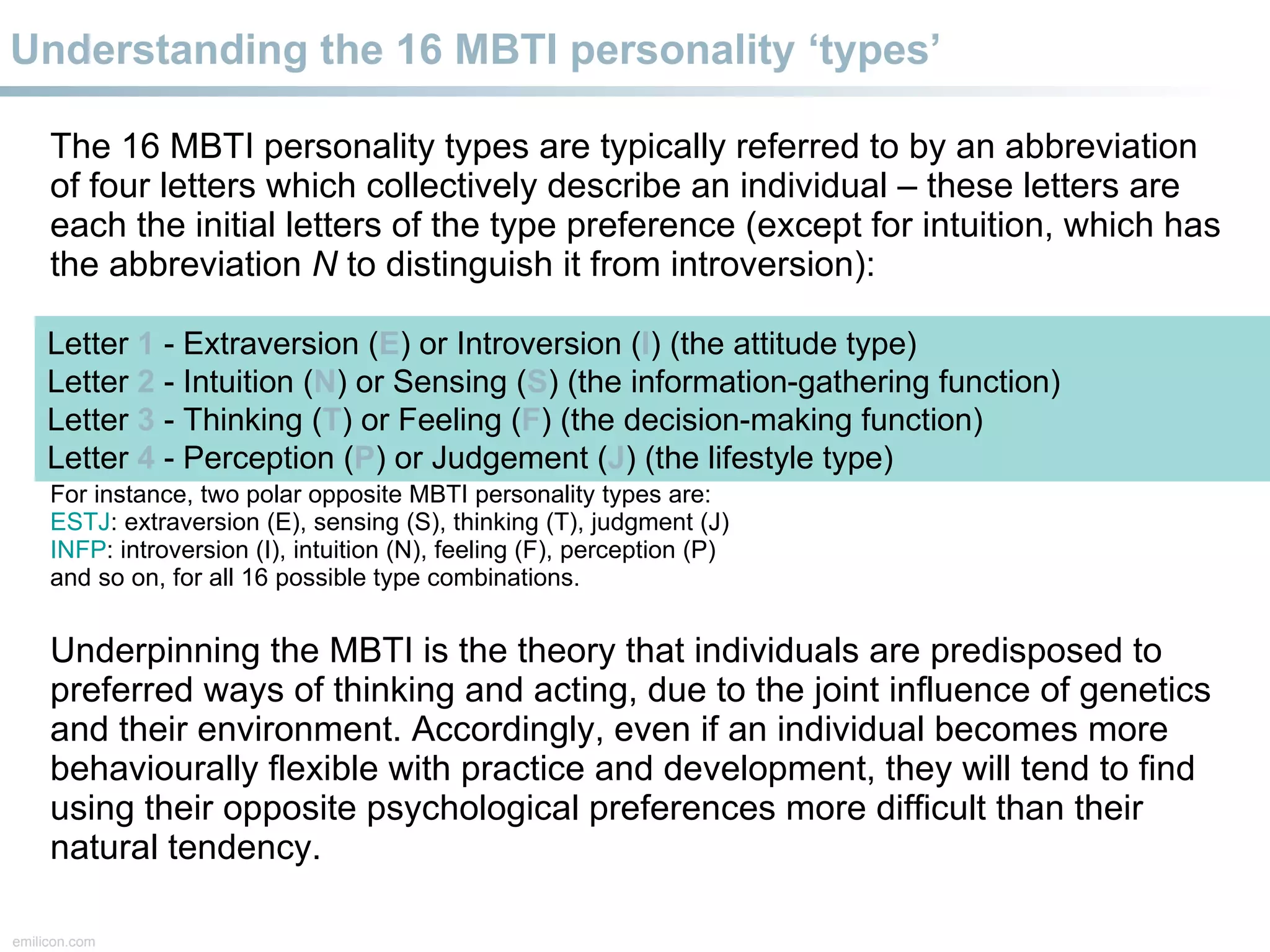 Myers-Briggs Type Indicators Overview | PPT