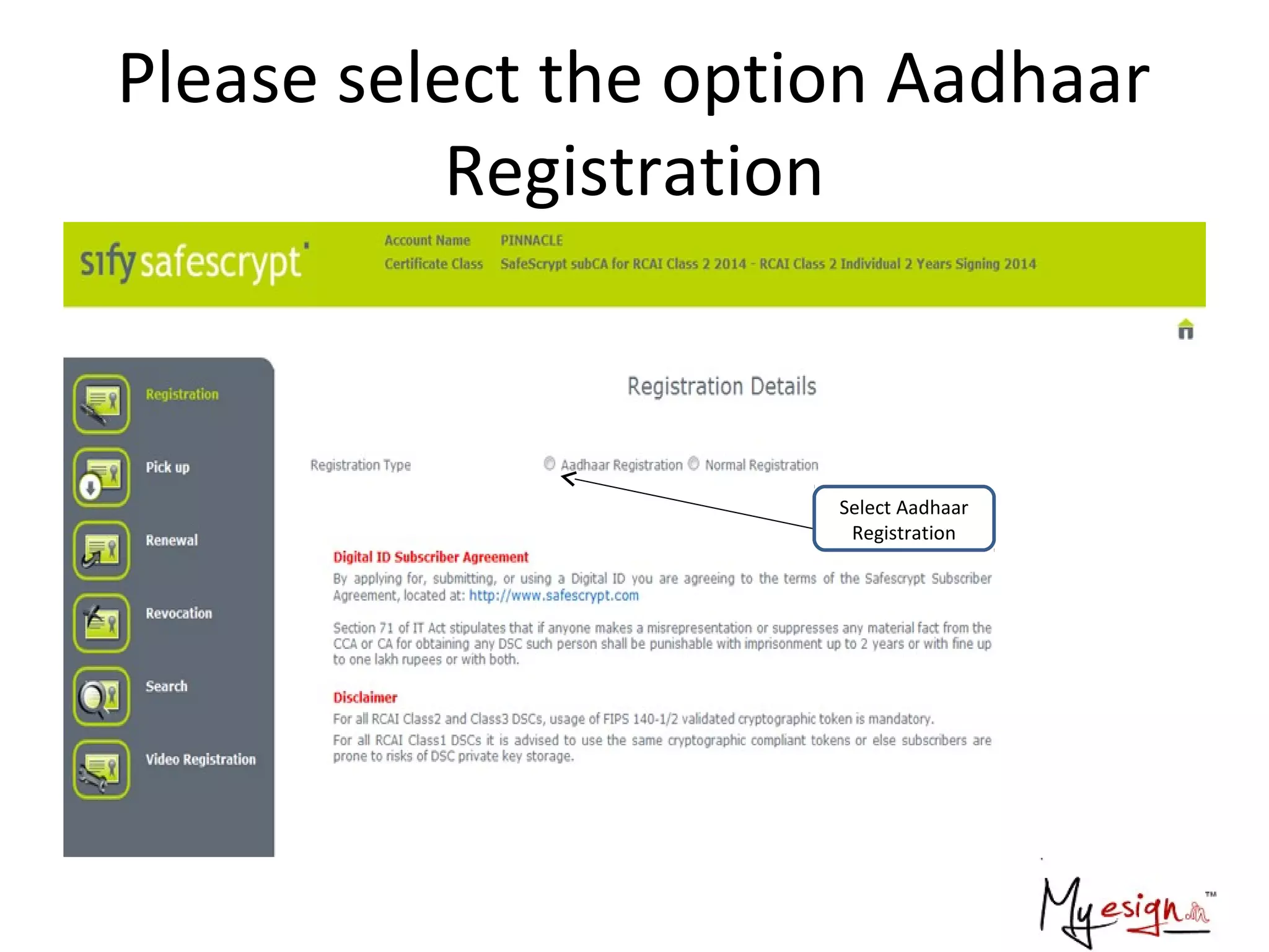 How to Make E-KYC ( Aadhaar Based ) Digital Signature | PPT | Operating ...