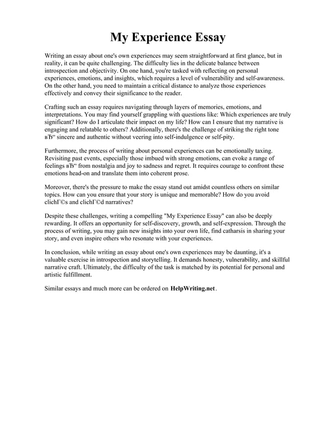 My Experience Essay | PDF | Internet Safety | Parenting