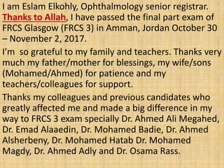 My experience in FRCS Glasgow ophthalmology | PPTX