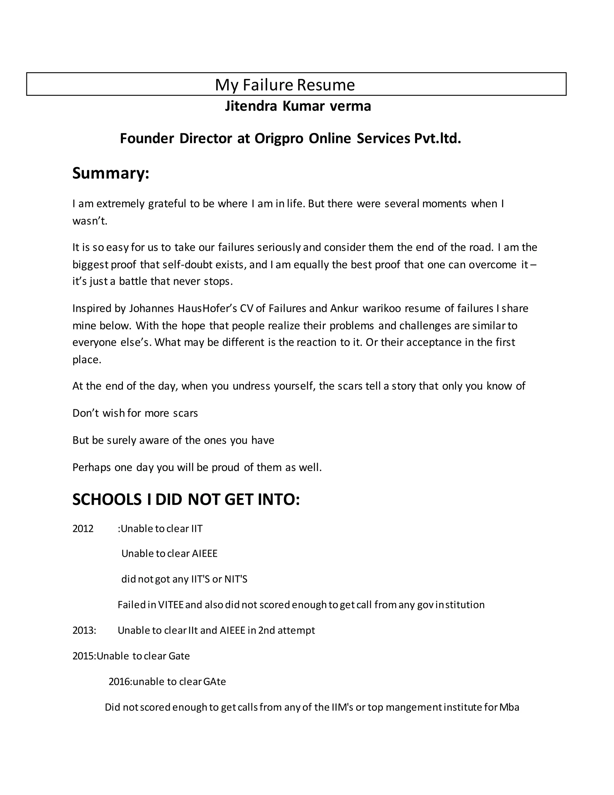 My failure resume | PDF