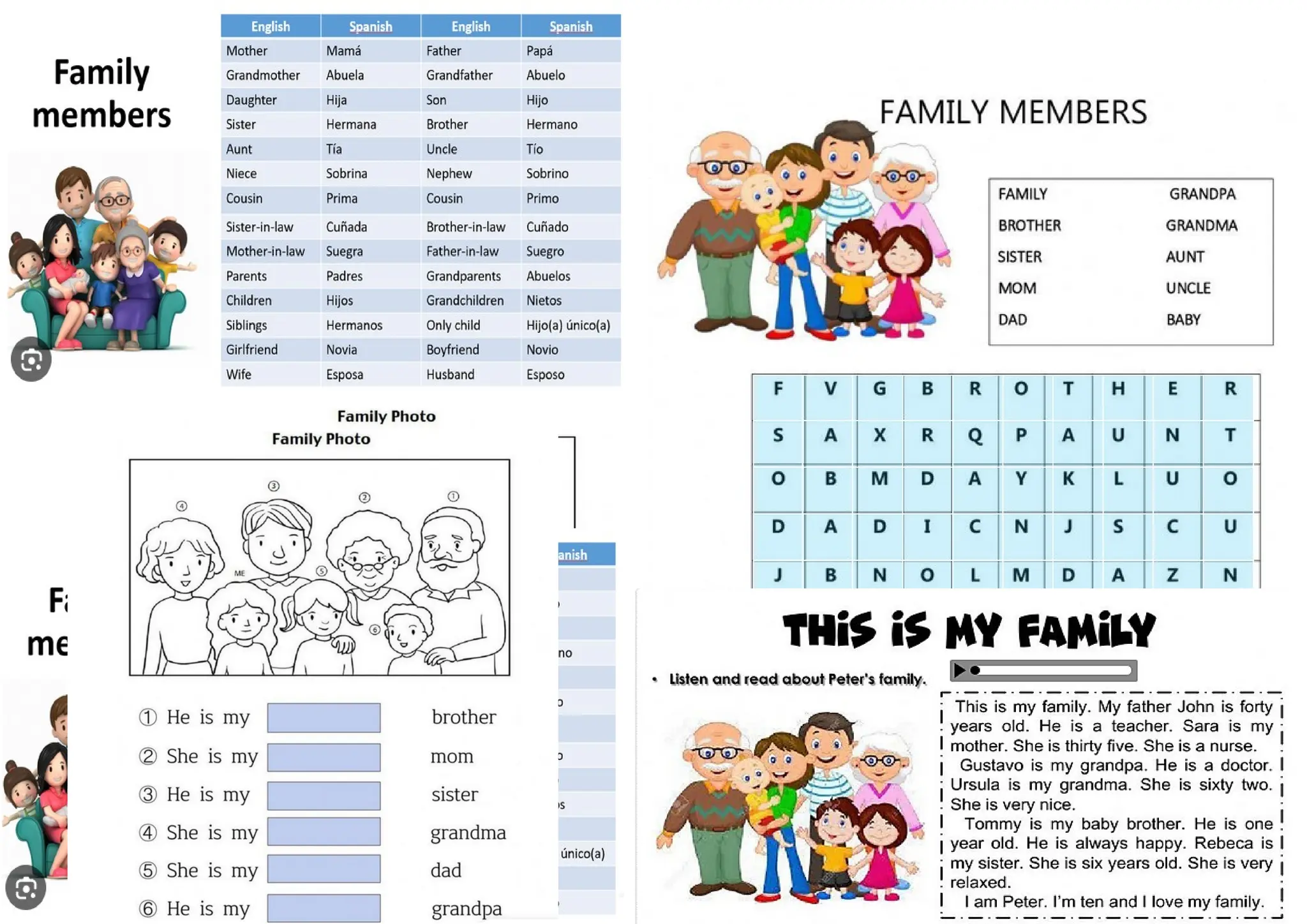 MY FAMILY worksheet for primary students | DOCX