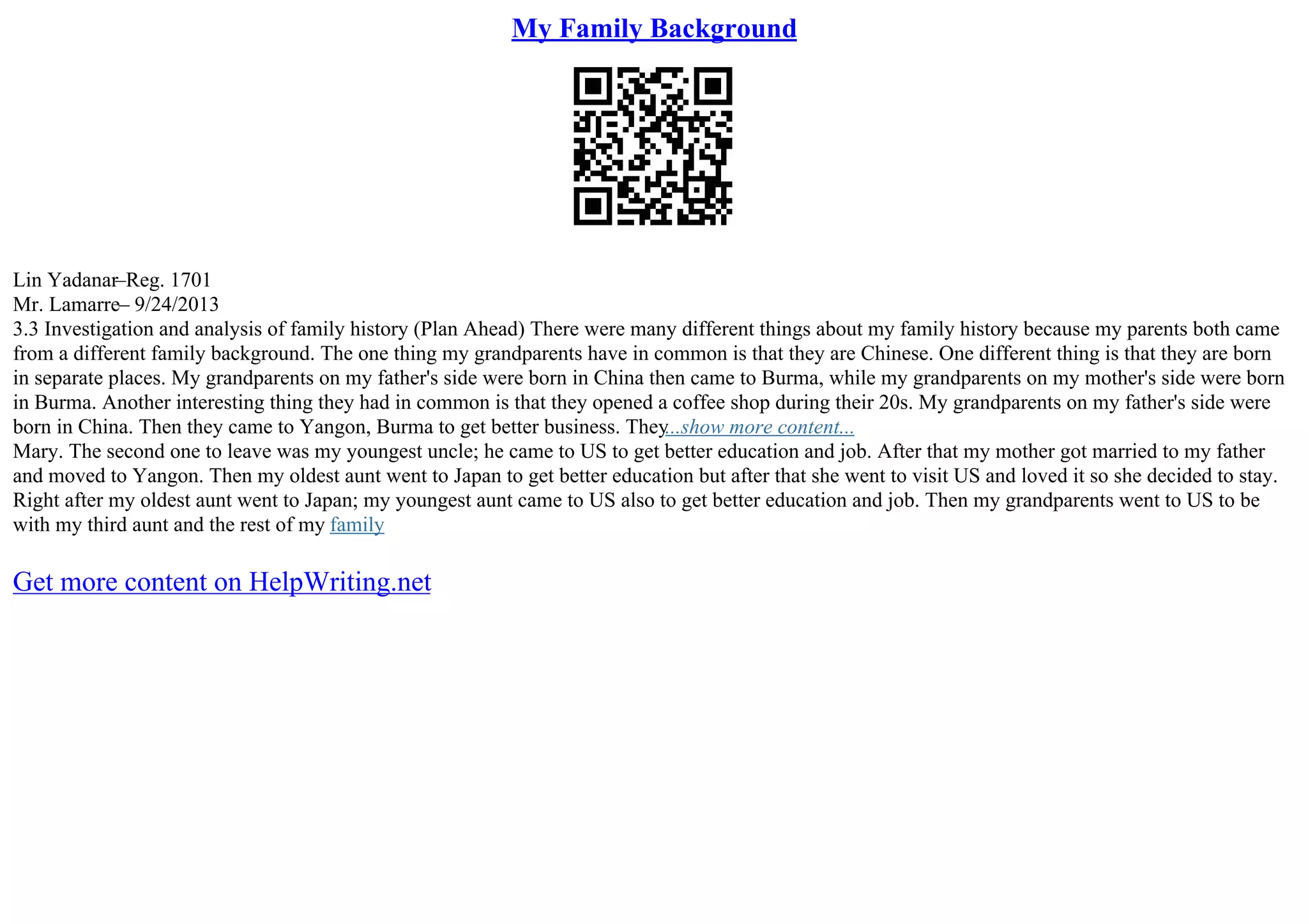 My Family Background | PDF