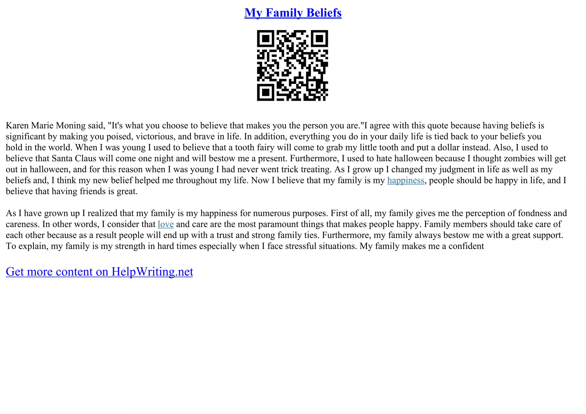 My Family Beliefs | PDF