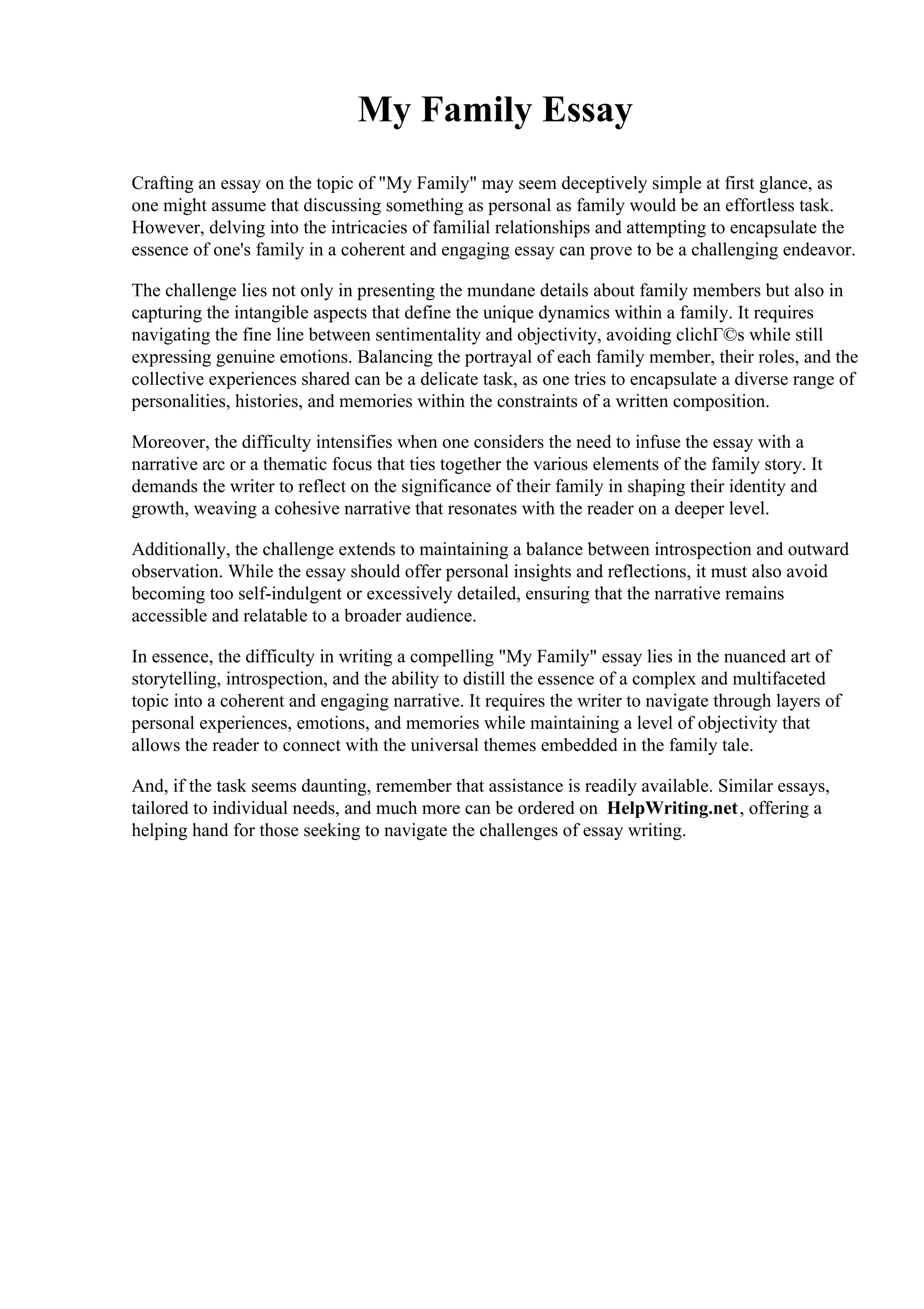 My Family Essay | PDF