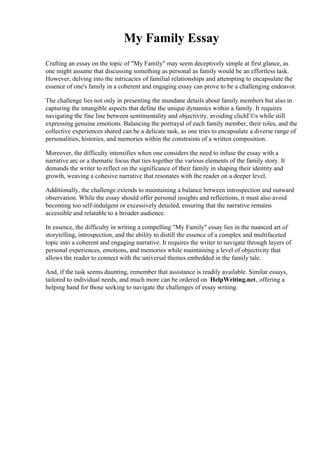 My Family Essay | PDF
