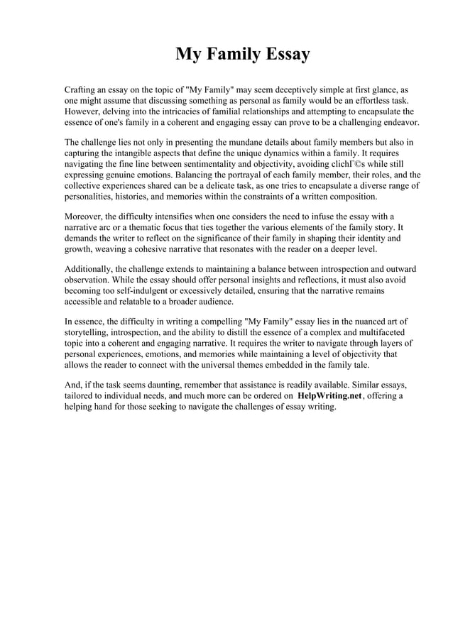 My Family Essay | PDF | Hobbies & Interests