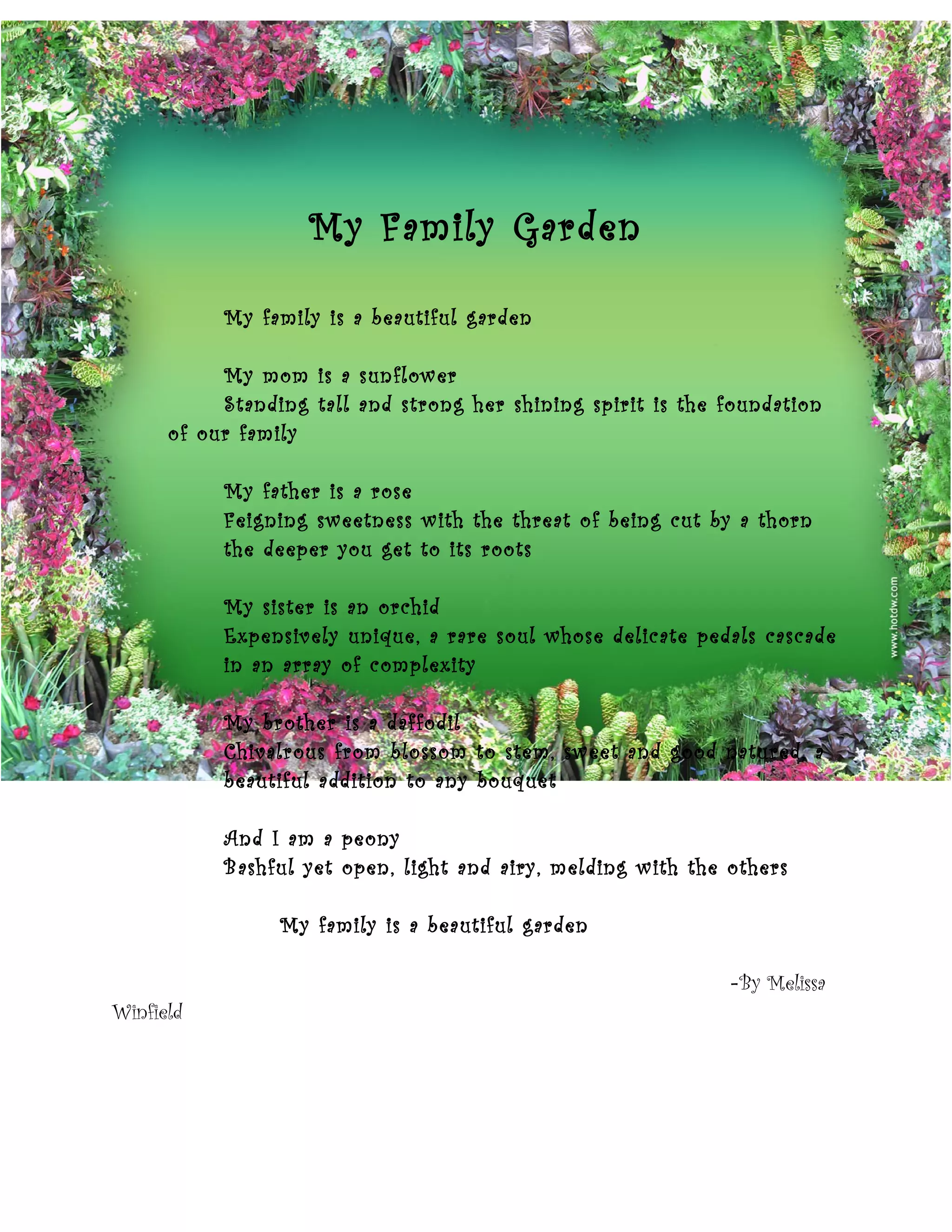 My family garden extended metaphor poem | DOC