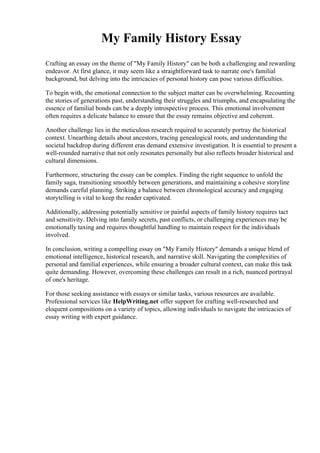 My Family History Essay.pdf | Genealogy and Ancestry | Hobbies & Interests