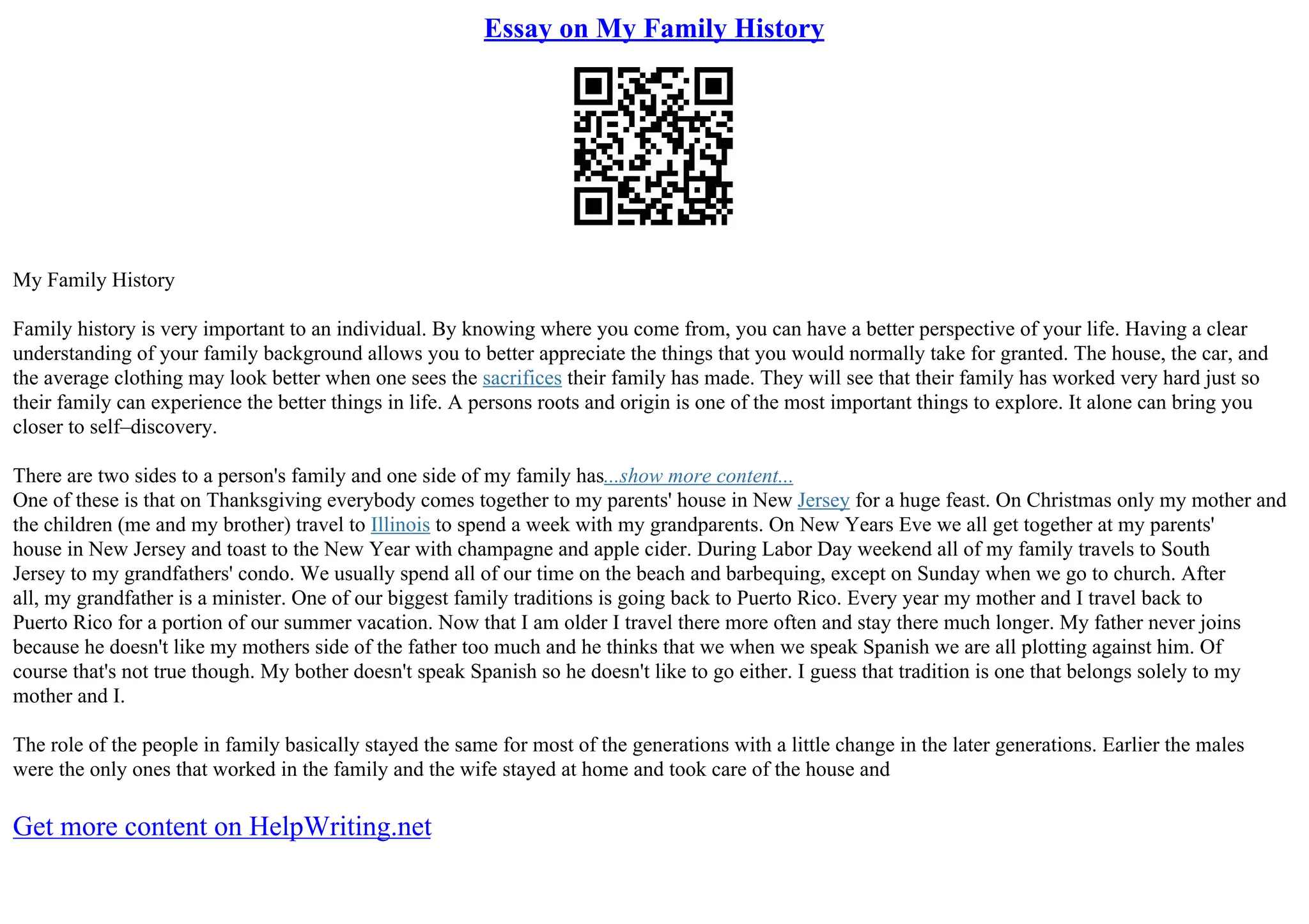 My Family Story | PDF