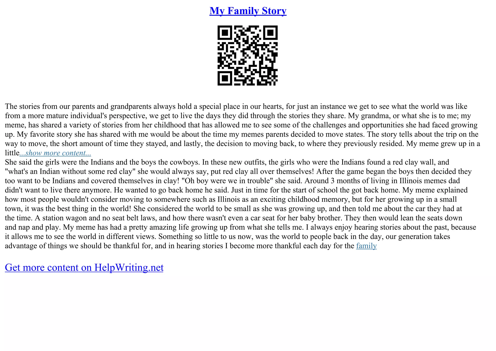 My Family Story | PDF