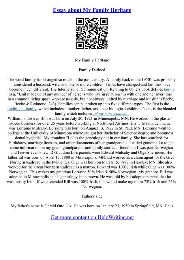 My Family Tree Essay | PDF