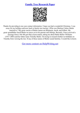 My Family Tree Essay | PDF